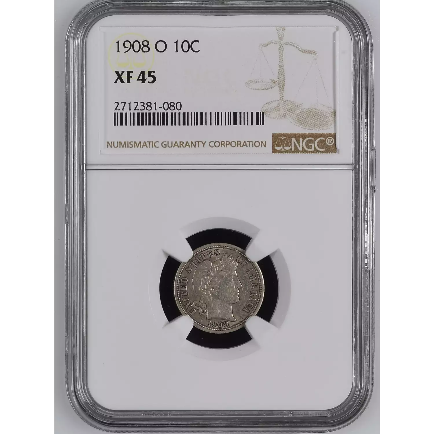 1908-O Barber Dime NGC XF-45 - IDC COIN & BULLION