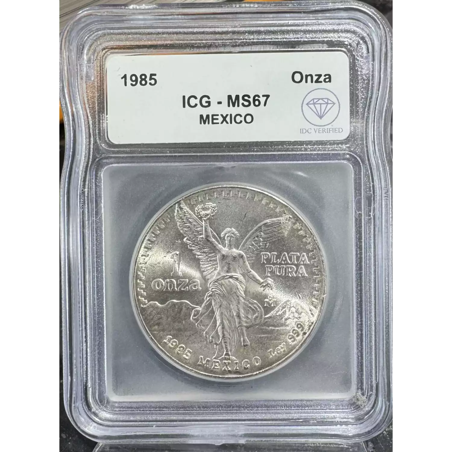 1985 Mexican 1 onza Silver Libertad ICG MS67 - IDC Verified - IDC COIN ...