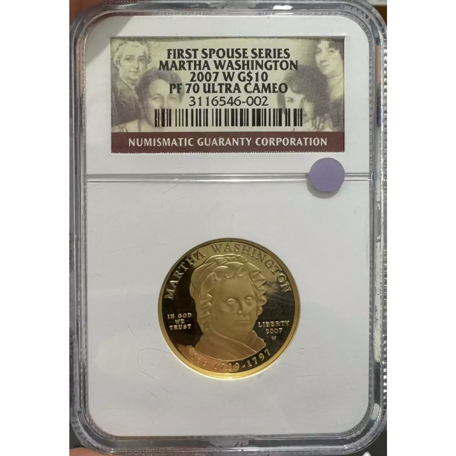 2007 Martha Washington Spouse Gold NGC PF-70 Ultra Cameo - IDC COIN ...