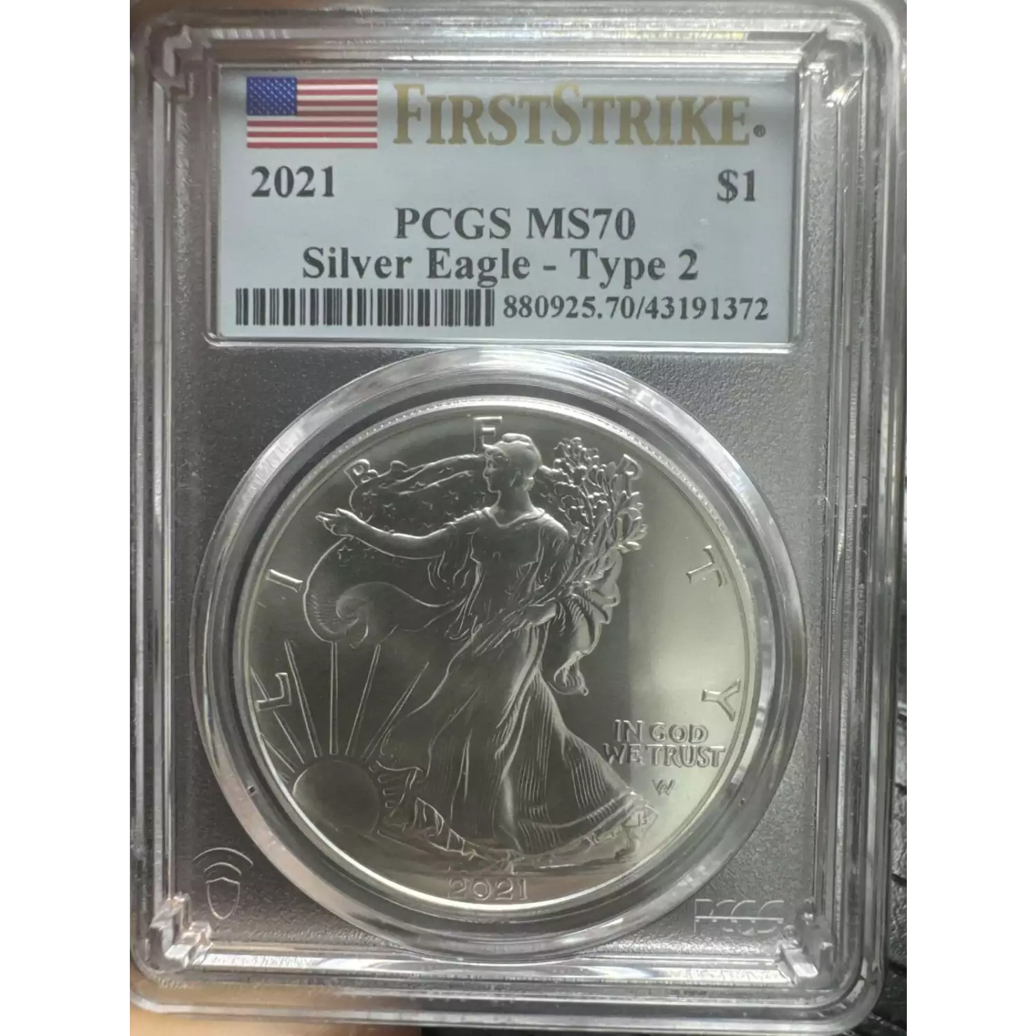 2021 American Silver Eagle PCGS MS-70 Type 2 First Strike - IDC COIN & BULLION