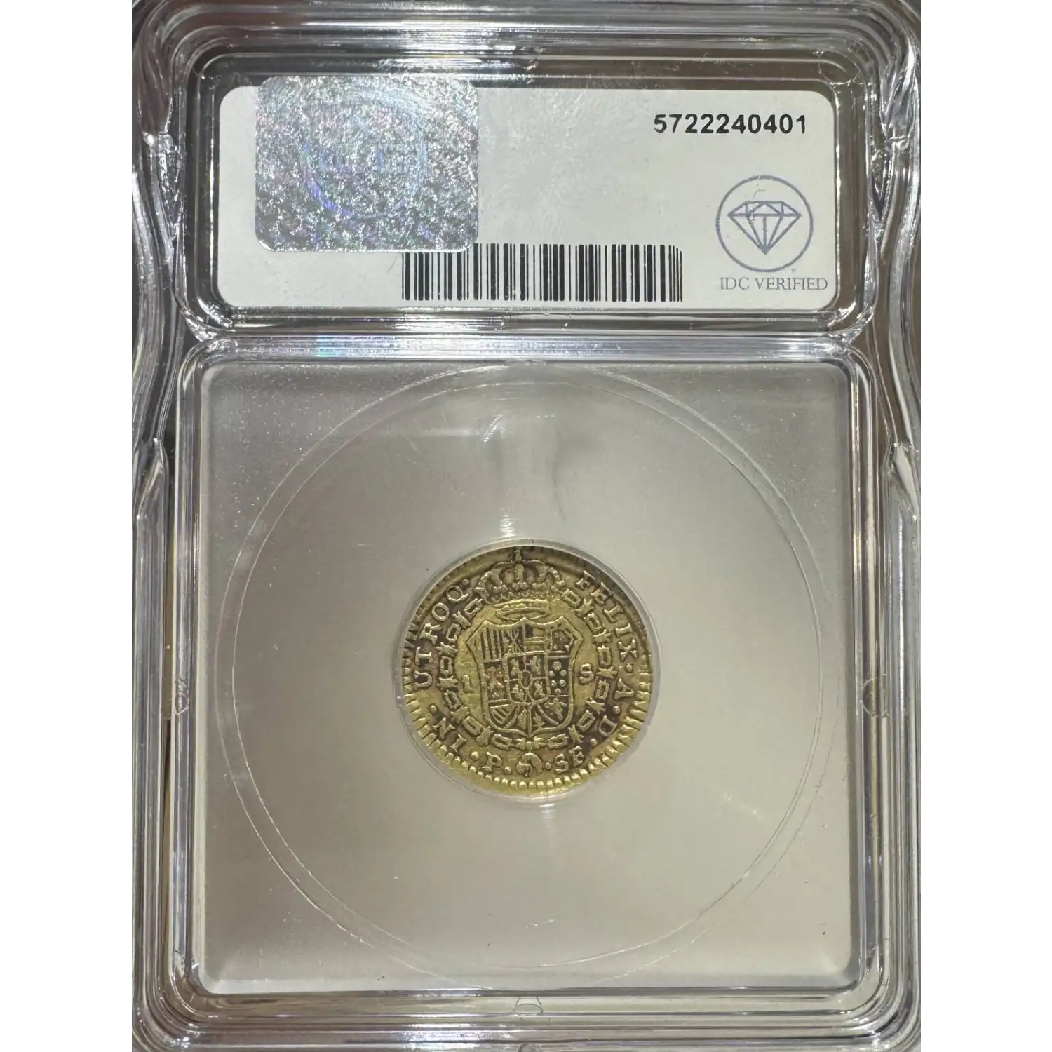 1782-P,SF COLOMBIA Gold ESCUDO ICG VF-20 IDC Verified - IDC COIN & BULLION