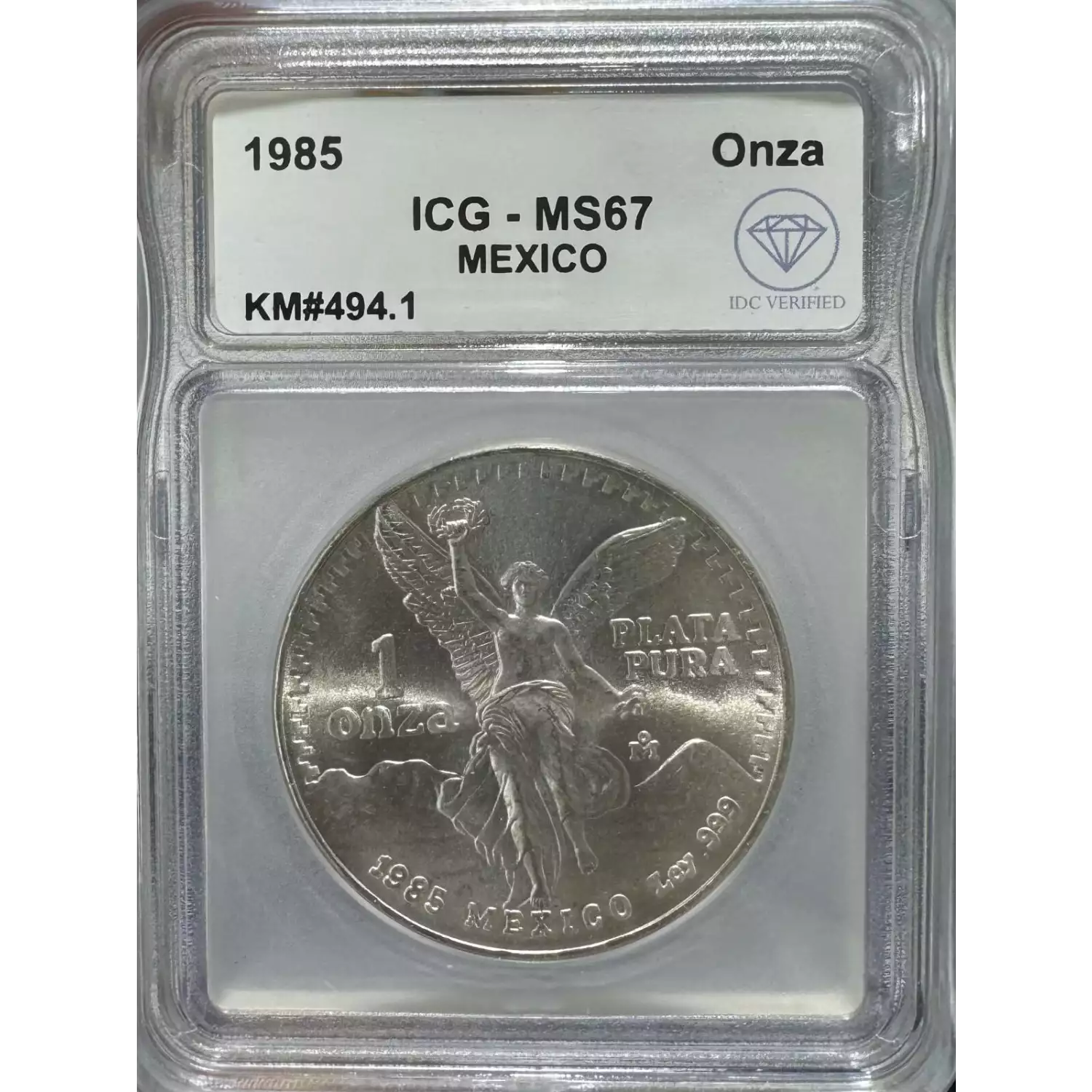 1985 Mexico 1 onza Silver Libertad ICG MS-67 IDC Verified - IDC COIN ...