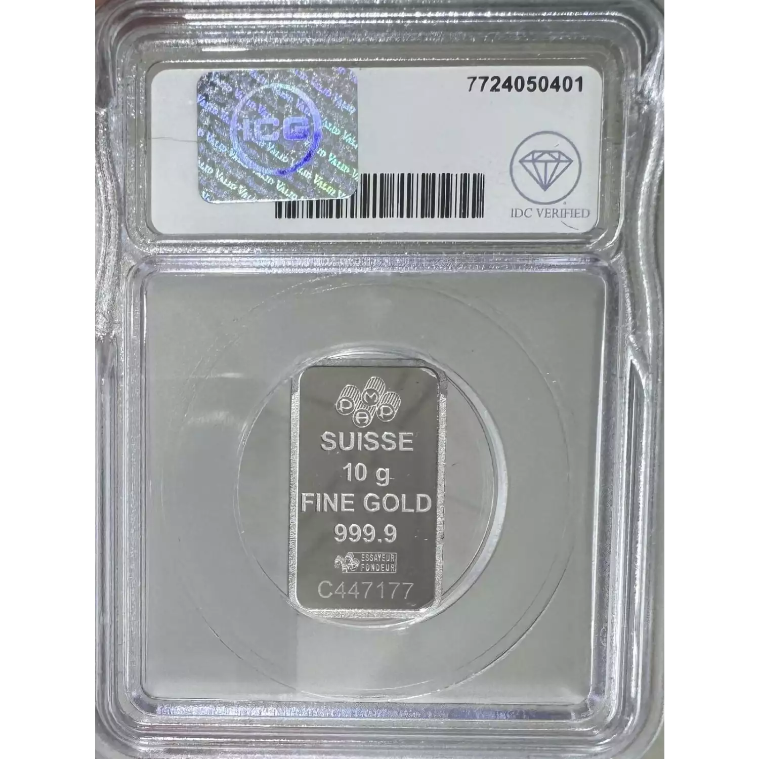 ND PAMP Suisse 10 Gram Rhodium Enhanced 999.9 Gold Bar ICG MS-69 IDC ...