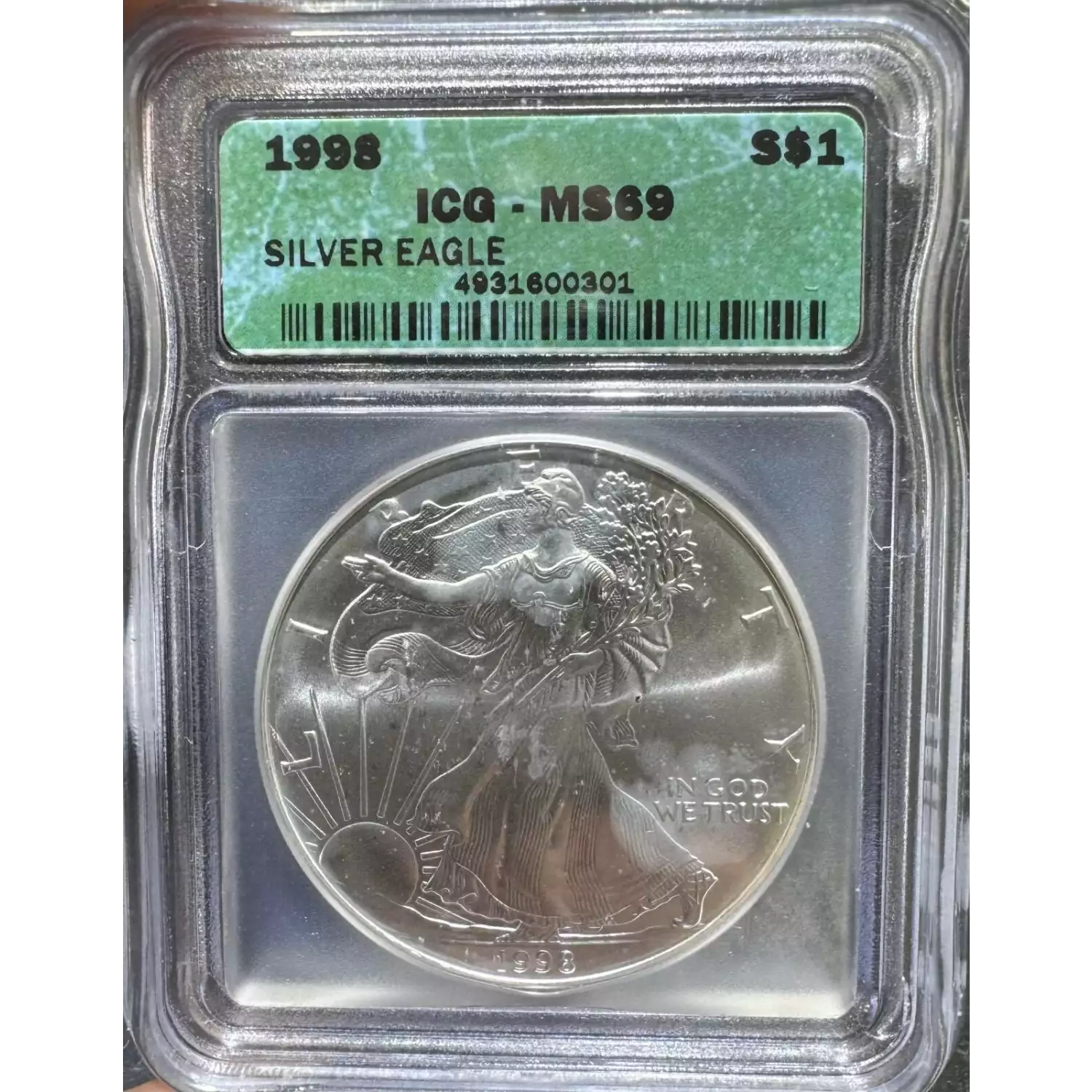 1998 American Silver Eagle ICG MS-69 - IDC COIN & BULLION